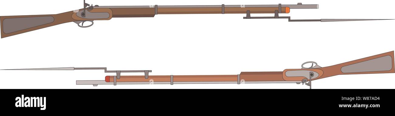 Civil War Rifle With Bayonet Drawing