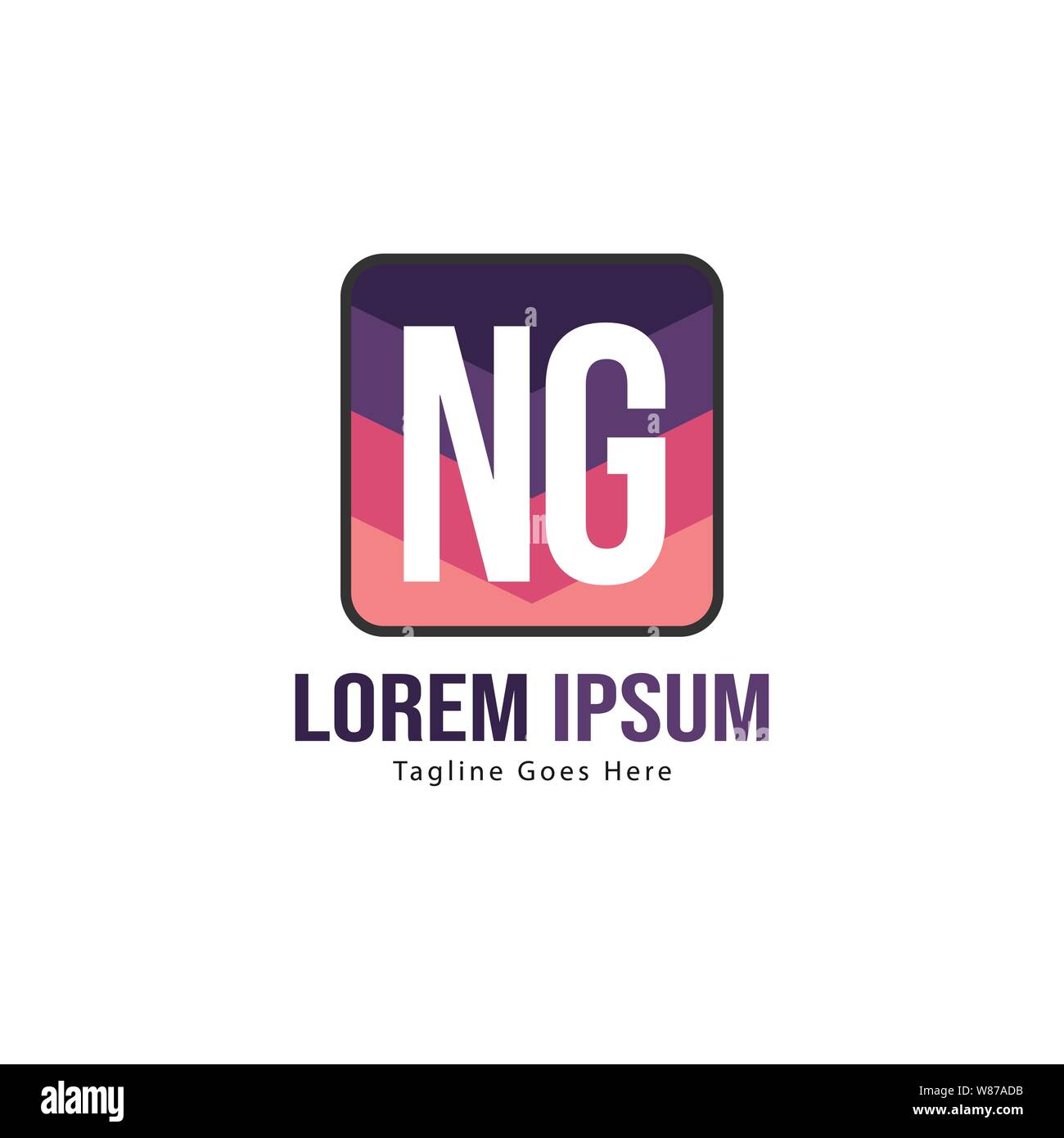 Initial NG logo template with modern frame. Minimalist NG letter logo ...