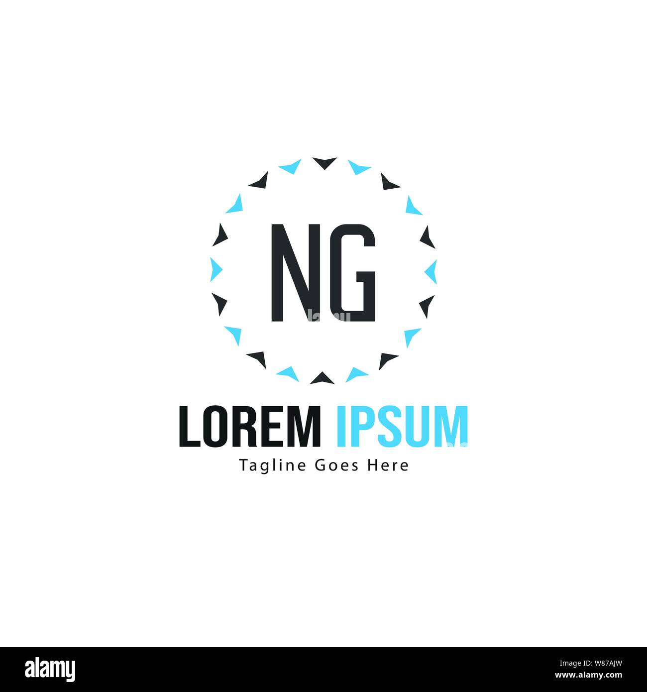 Initial NG logo template with modern frame. Minimalist NG letter logo ...