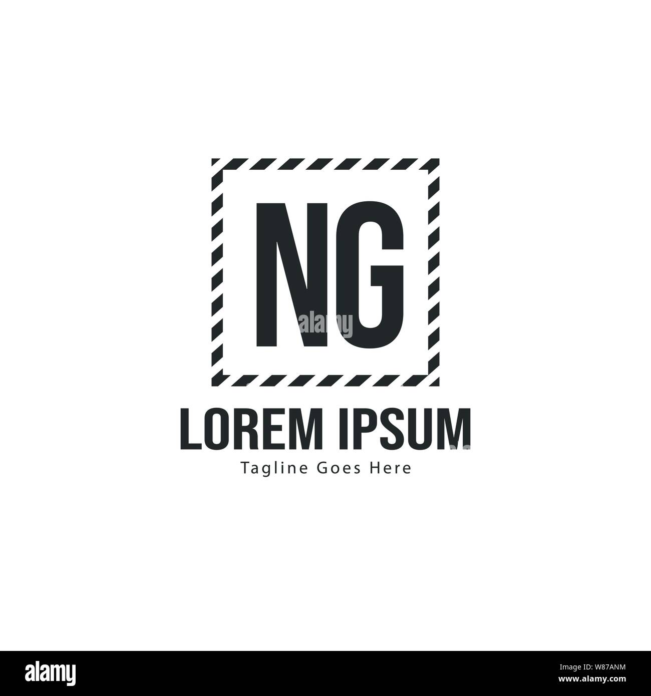 Initial NG logo template with modern frame. Minimalist NG letter logo ...