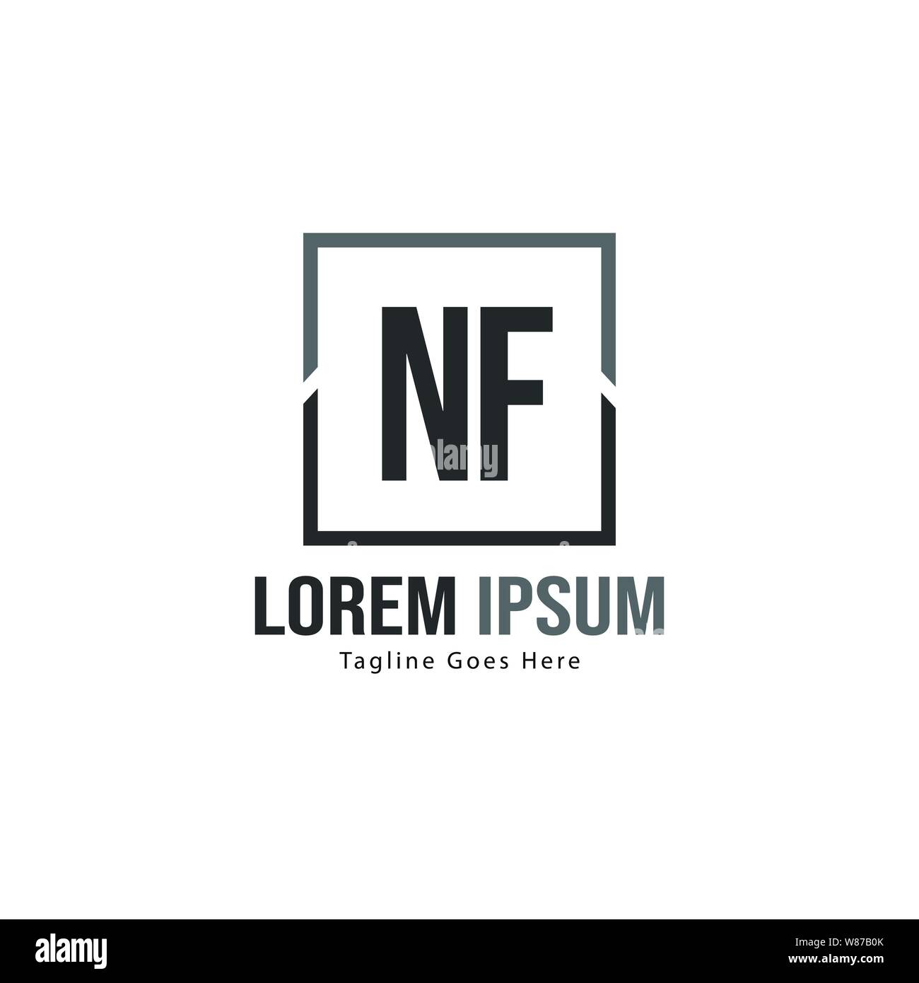 Initial NF logo template with modern frame. Minimalist NF letter logo ...
