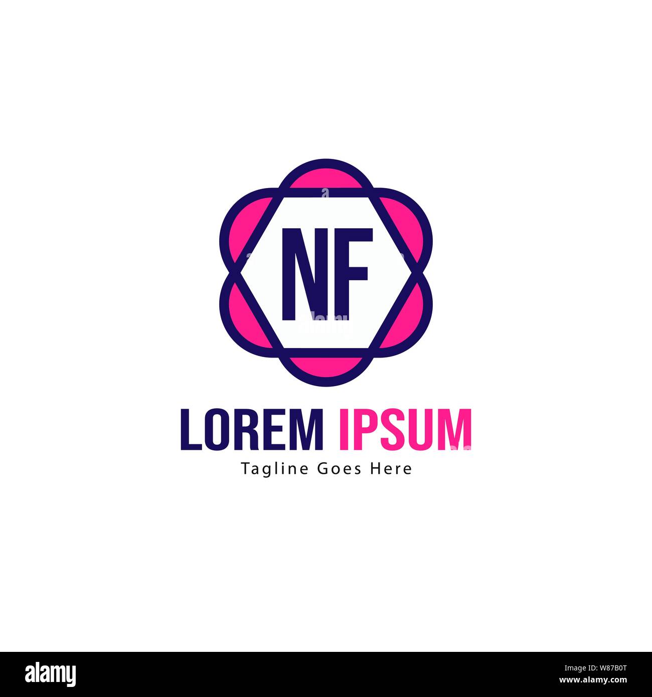 Initial NF logo template with modern frame. Minimalist NF letter logo ...