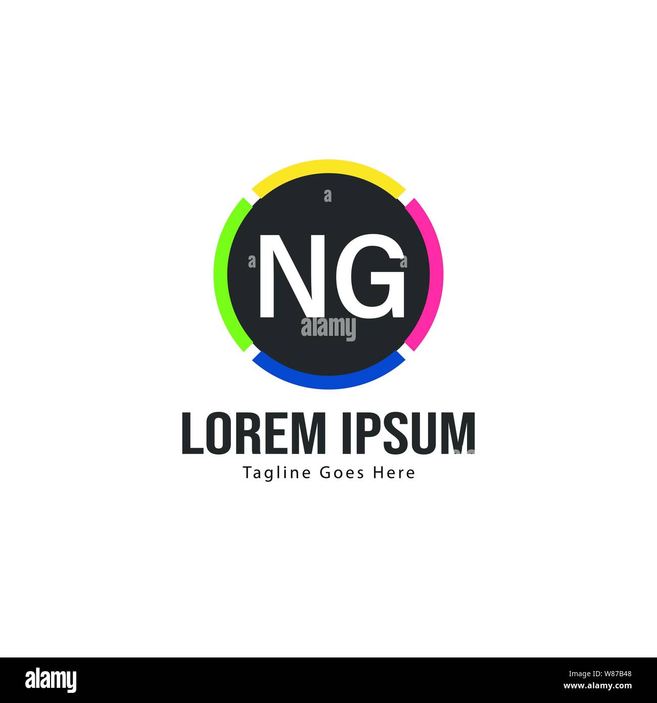 Initial NG logo template with modern frame. Minimalist NG letter logo ...