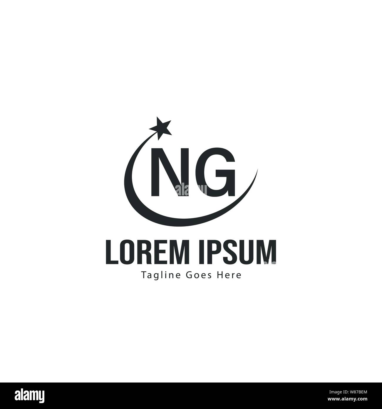 Initial NG logo template with modern frame. Minimalist NG letter logo ...