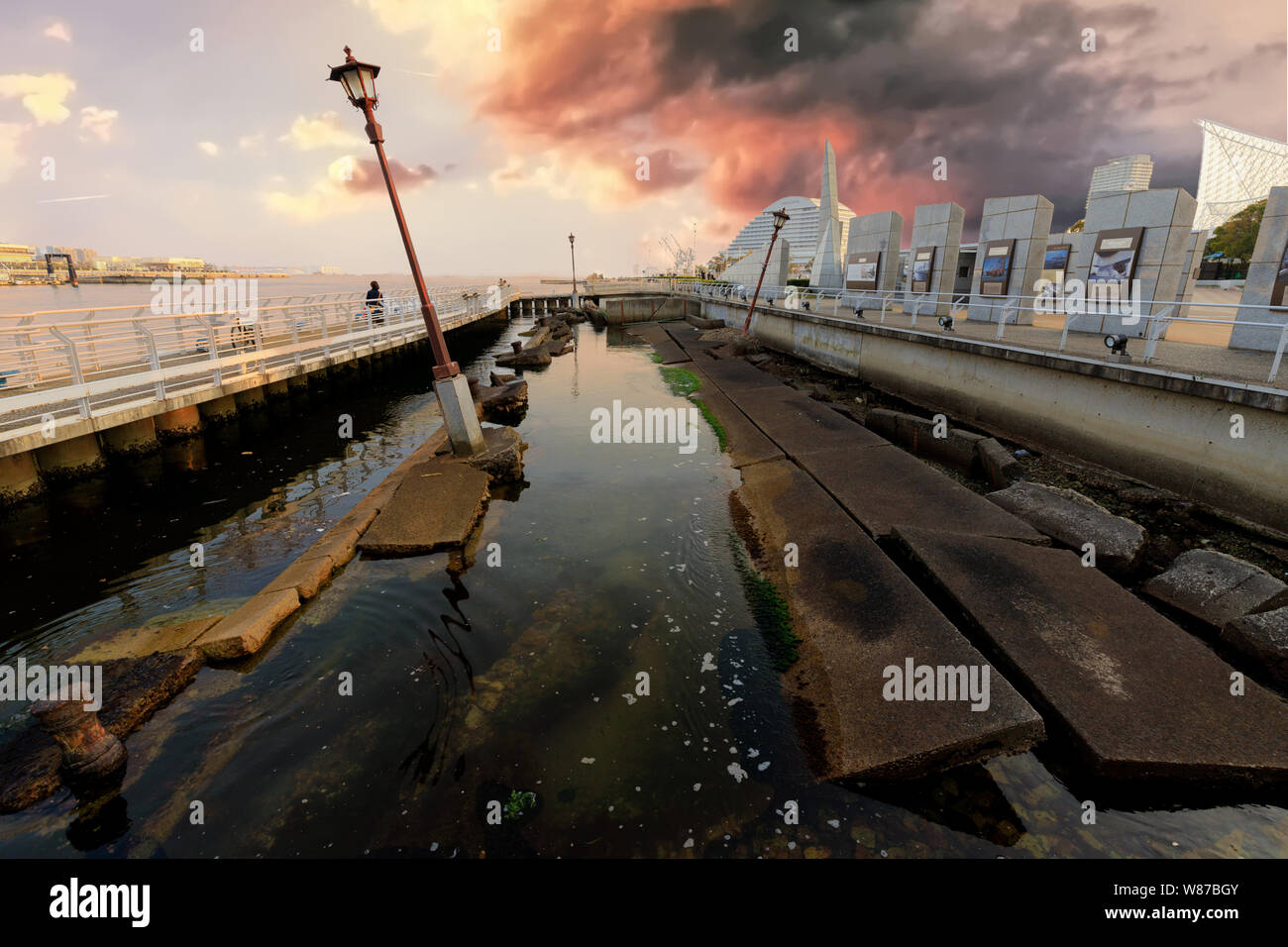 Memorial of the Great Hanshin earthquake of 1995 in Kobe, concrete pier ...
