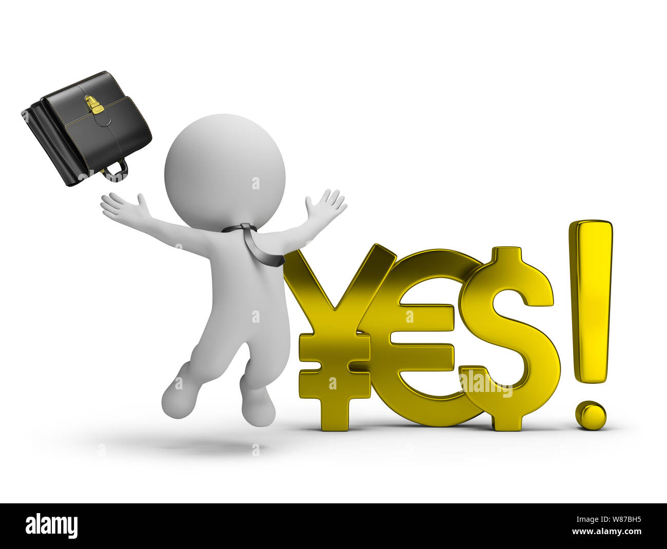 3d small person - businessman jumping for joy beside of world ...