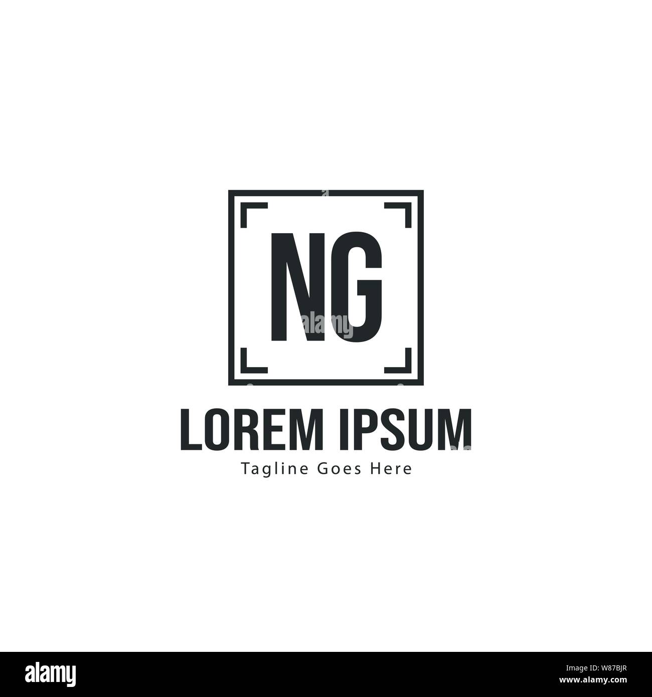 Initial NG logo template with modern frame. Minimalist NG letter logo ...