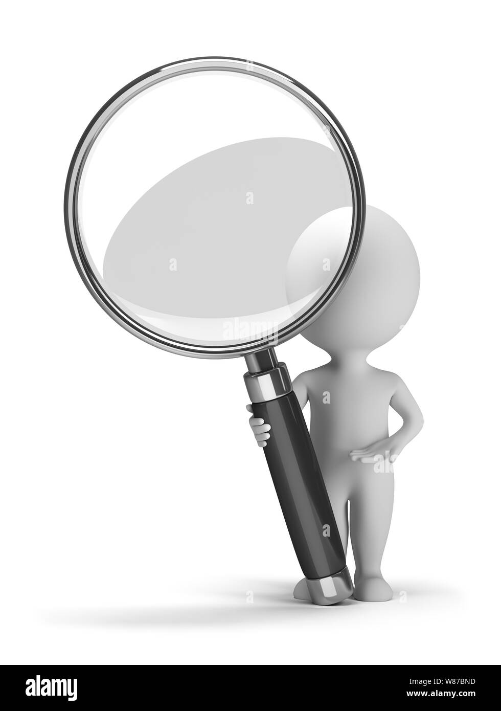 3d small people with a magnifying glass. 3d image. Isolated white ...