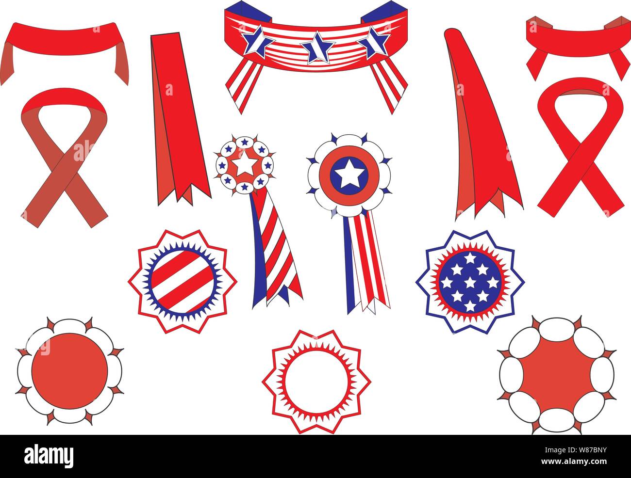 Banner and emblem set for national USA holidays such as Independence ...