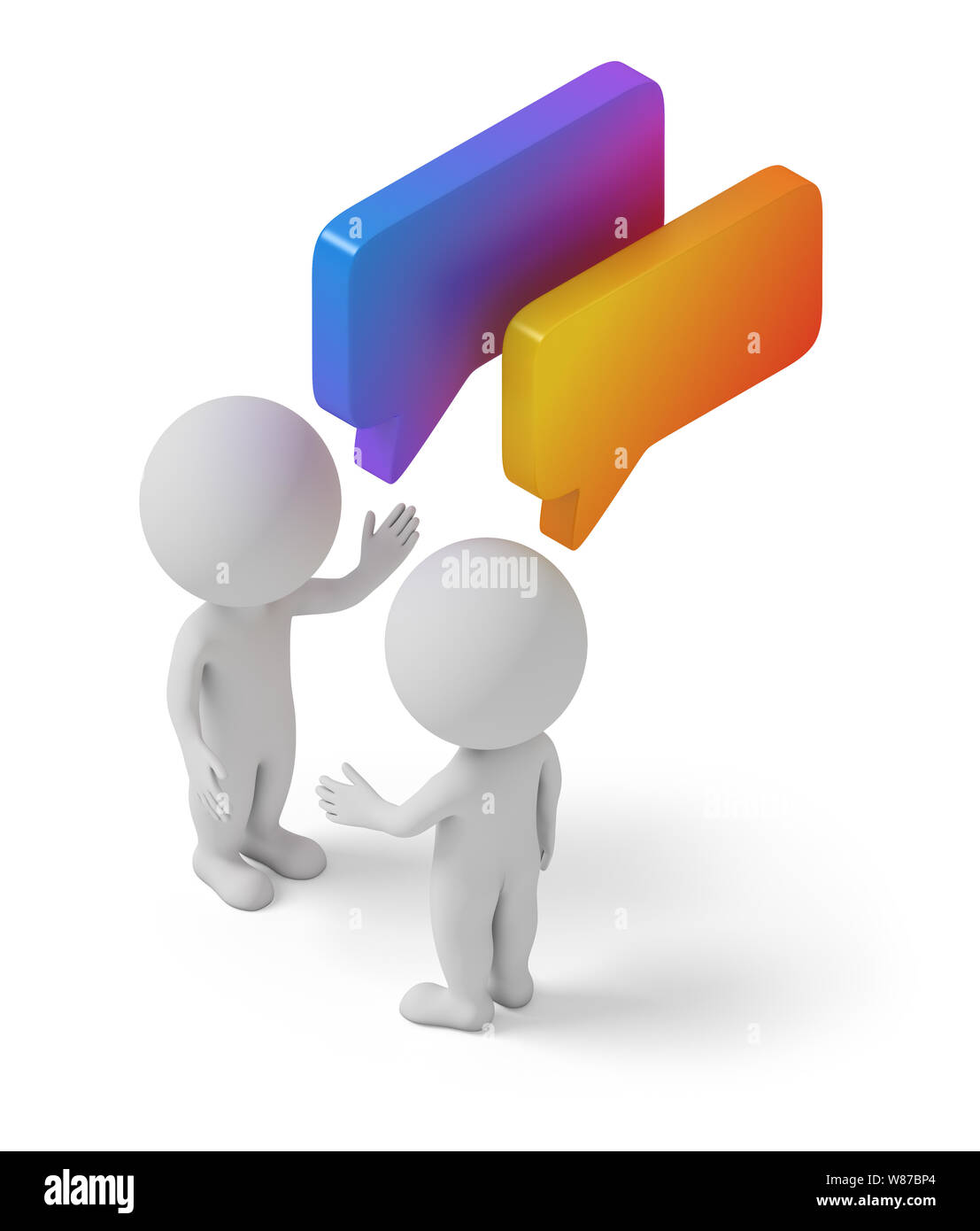 Isometric people with chat bubbles. 3d image. White background Stock ...