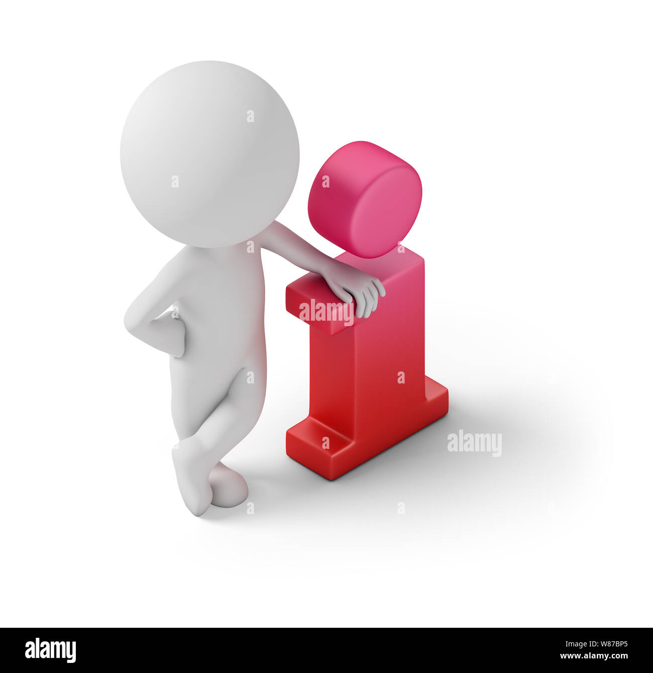 Isometric person standing near to an information icon. 3d image. White ...