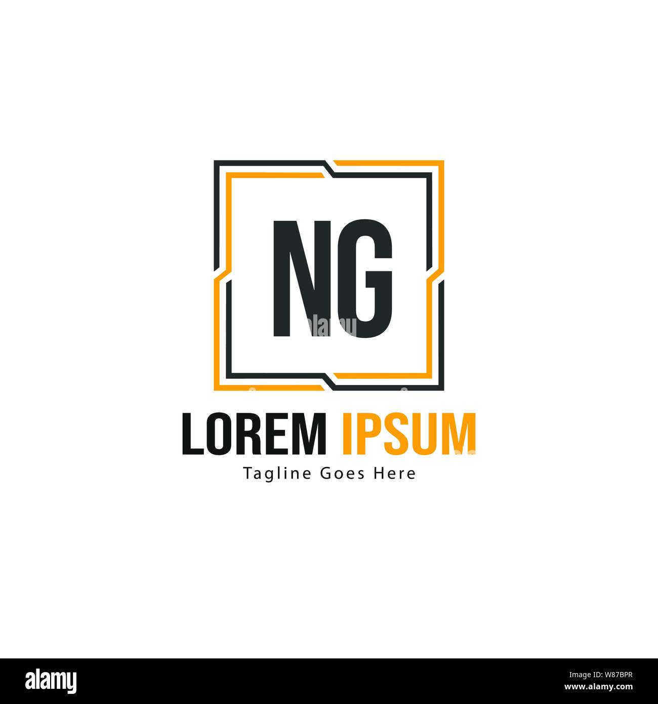 Initial NG logo template with modern frame. Minimalist NG letter logo ...