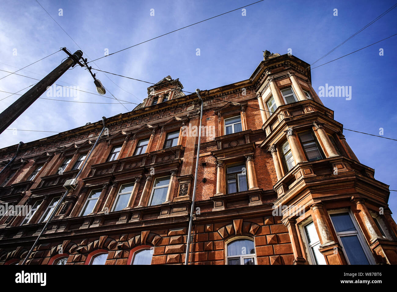 Old buildings in Vyborg, Russia. Vyborg stands at the head of Vyborg ...