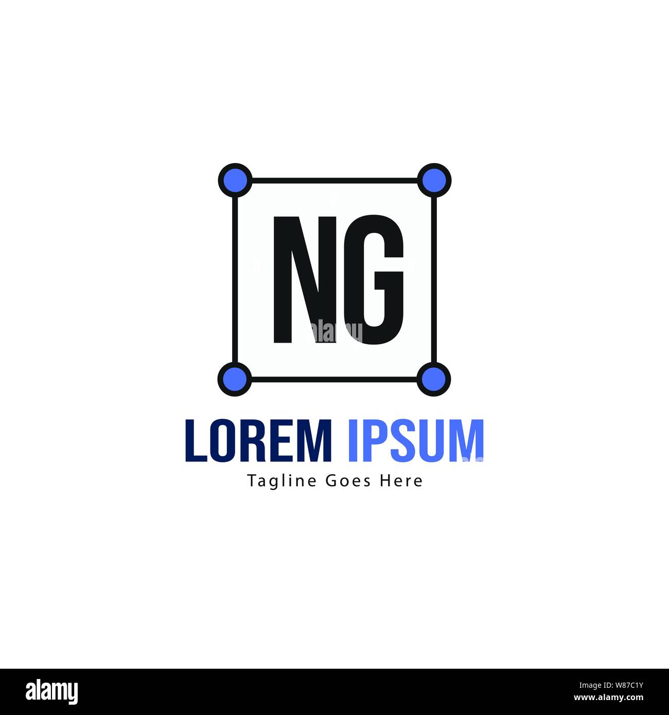 Initial NG logo template with modern frame. Minimalist NG letter logo ...