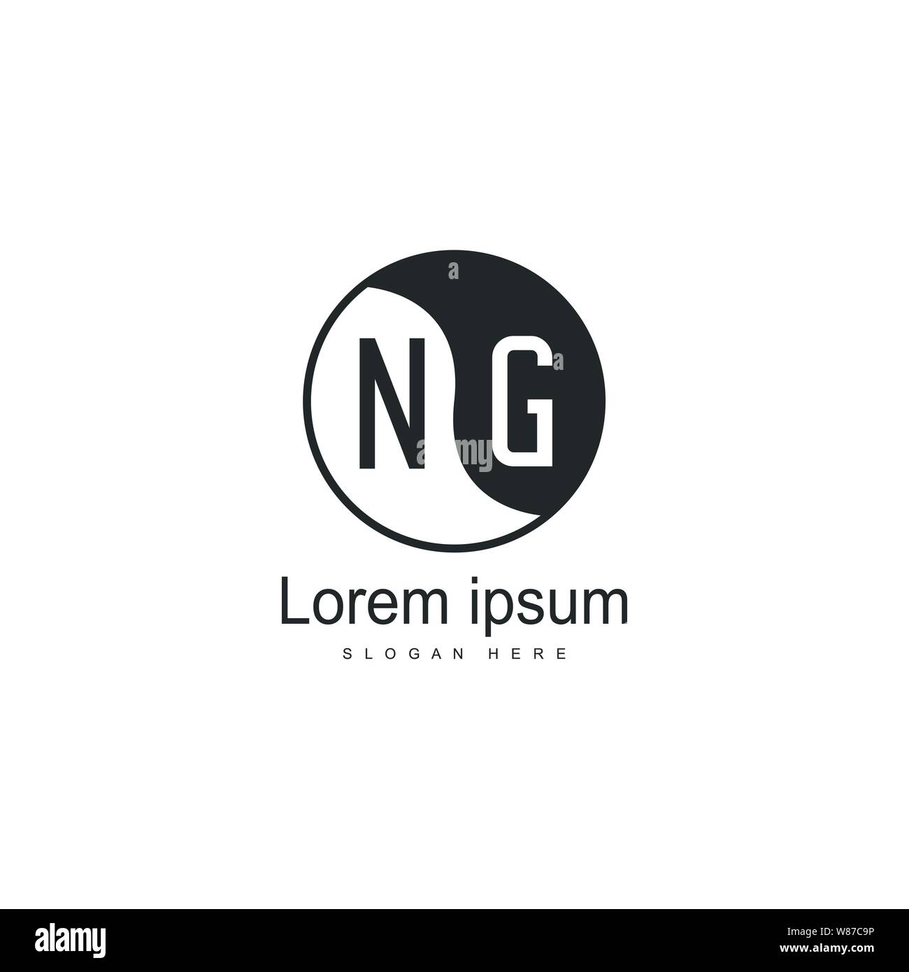 Initial NG logo template with modern frame. Minimalist NG letter logo ...