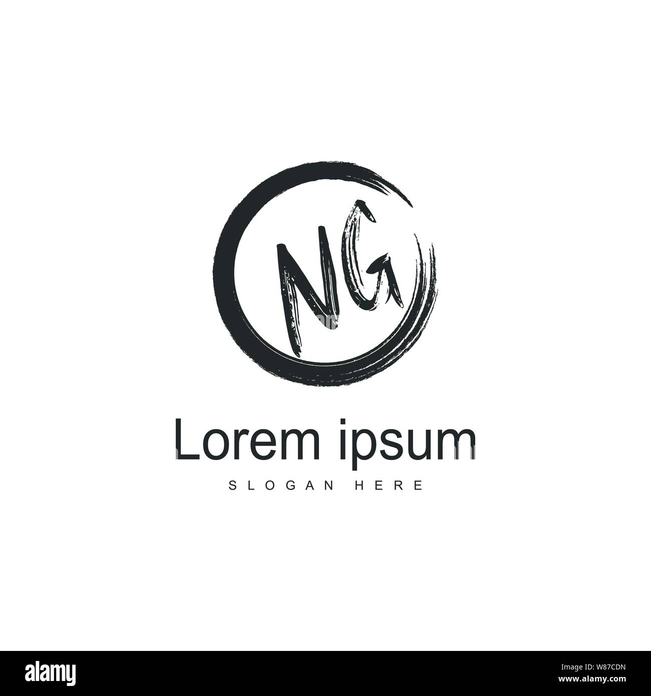 Initial NG logo template with modern frame. Minimalist NG letter logo ...