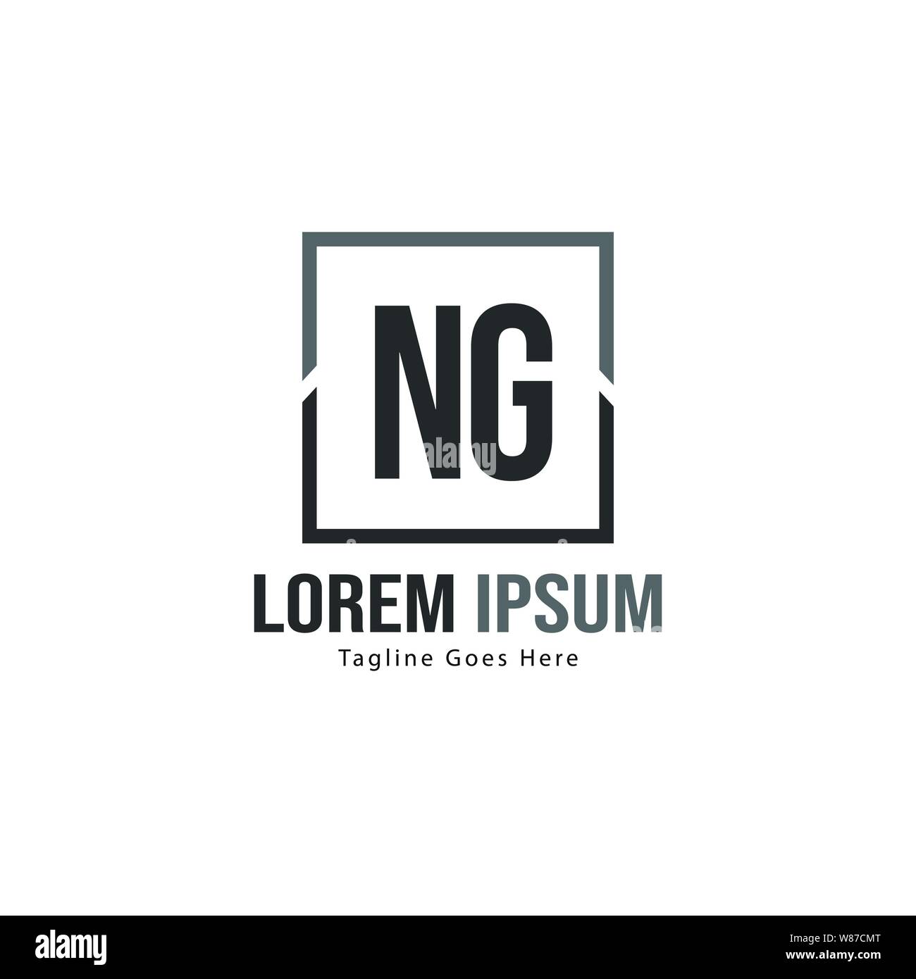 Initial NG logo template with modern frame. Minimalist NG letter logo ...