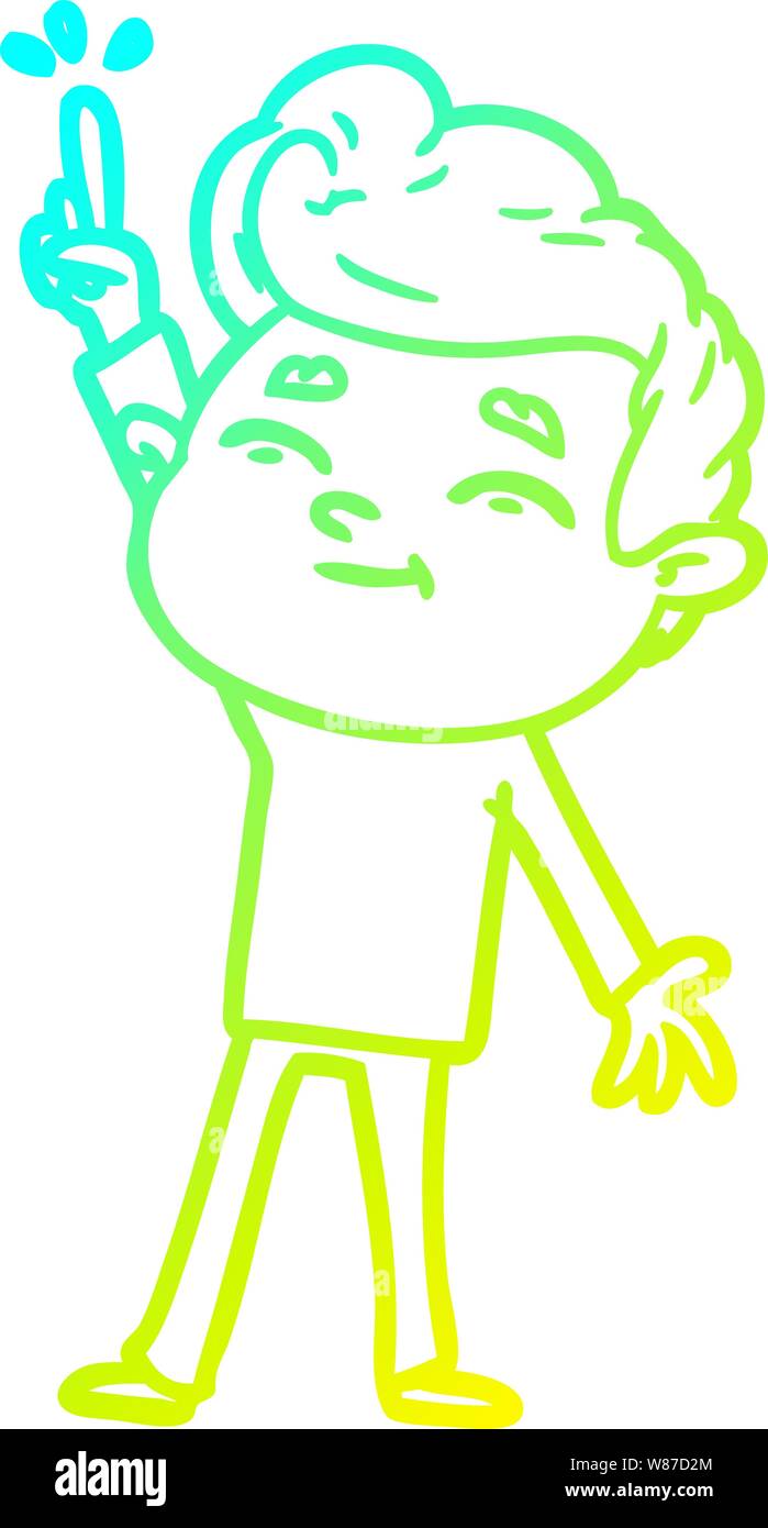 cold gradient line drawing of a happy cartoon man Stock Vector Image ...