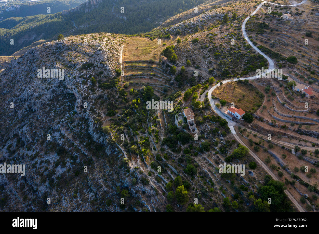 Remote houses high up on a mountain near Altea, Spain Stock Photo - Alamy