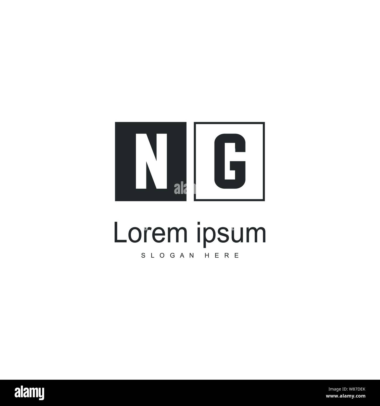 Initial NG logo template with modern frame. Minimalist NG letter logo ...