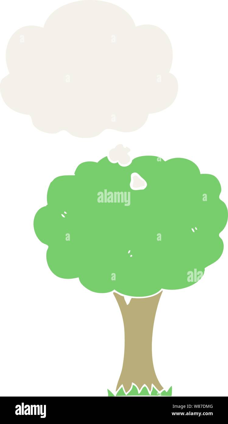 cartoon tree with thought bubble in retro style Stock Vector Image ...