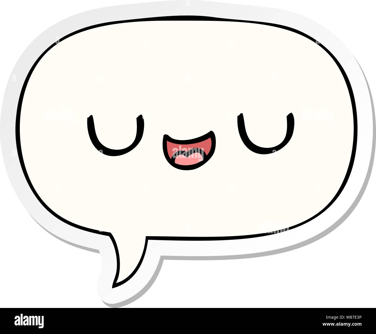 cute cartoon face with speech bubble sticker Stock Vector Image & Art ...