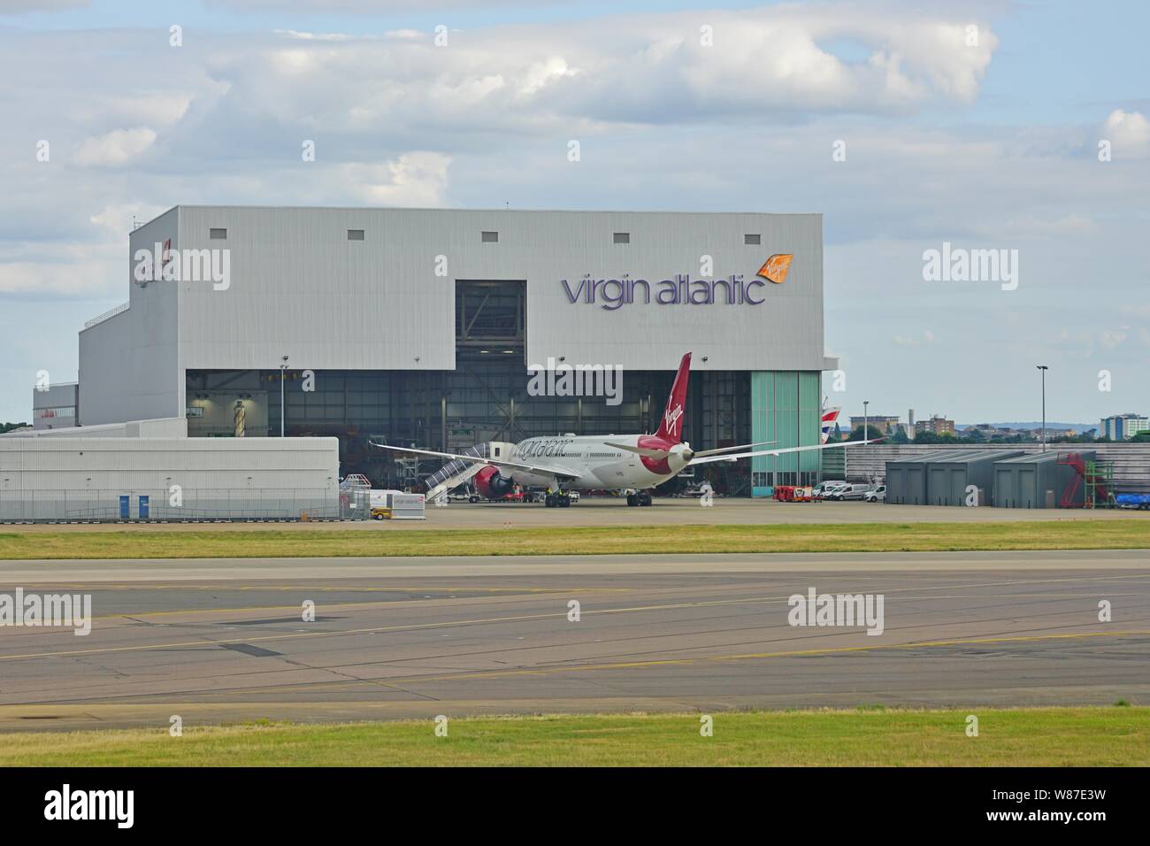 HEATHROW, ENGLAND -28 JUL 2019- View of an airplane from British ...