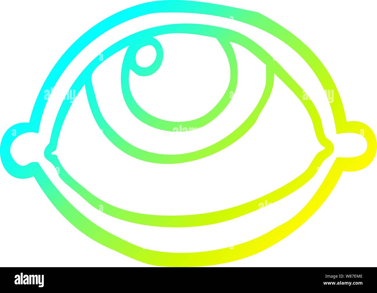 cold gradient line drawing of a cartoon all seeing eye Stock Vector ...