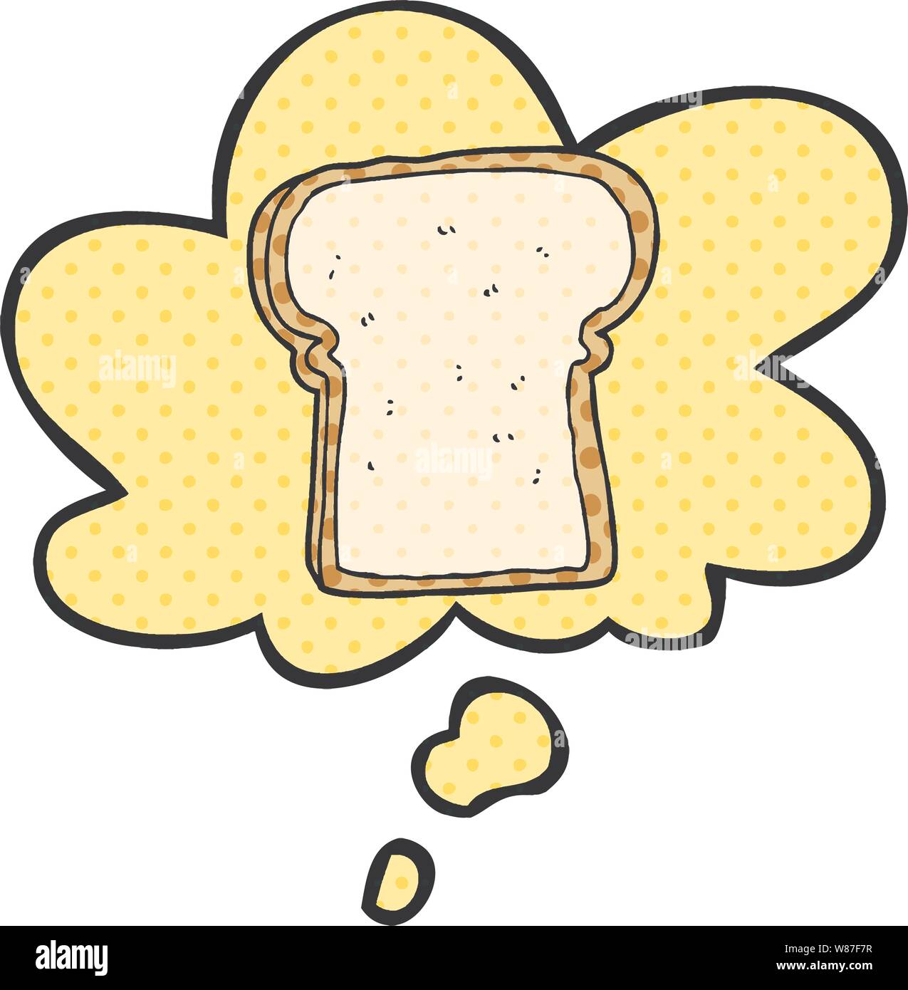 cartoon slice of bread with thought bubble in comic book style Stock ...