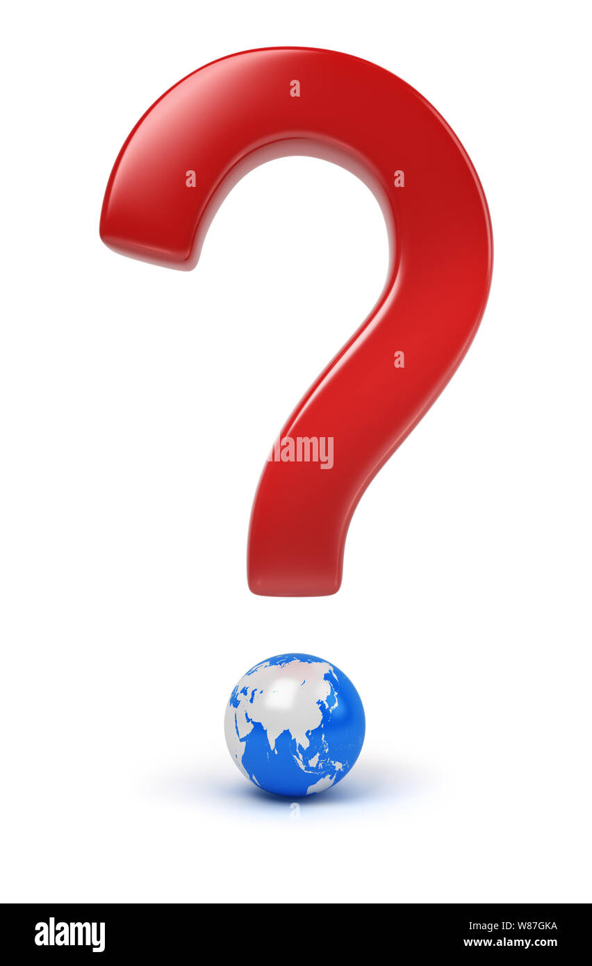 Global question. 3d image. Isolated white background Stock Photo - Alamy