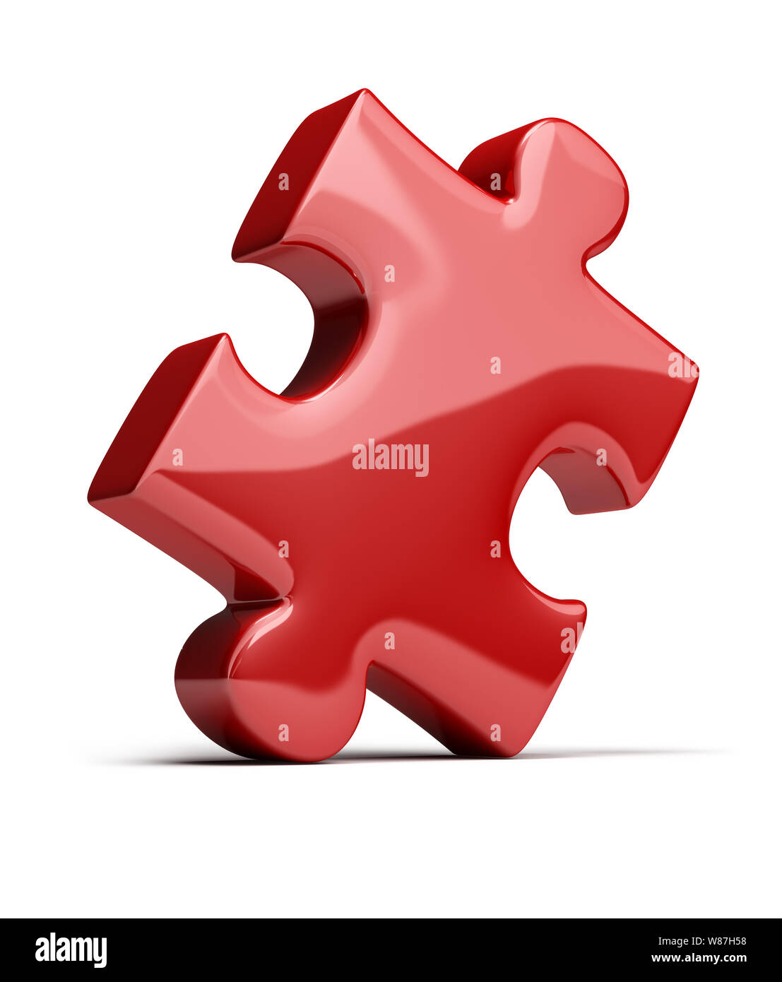 red shiny puzzle. 3d image. Isolated white background Stock Photo - Alamy