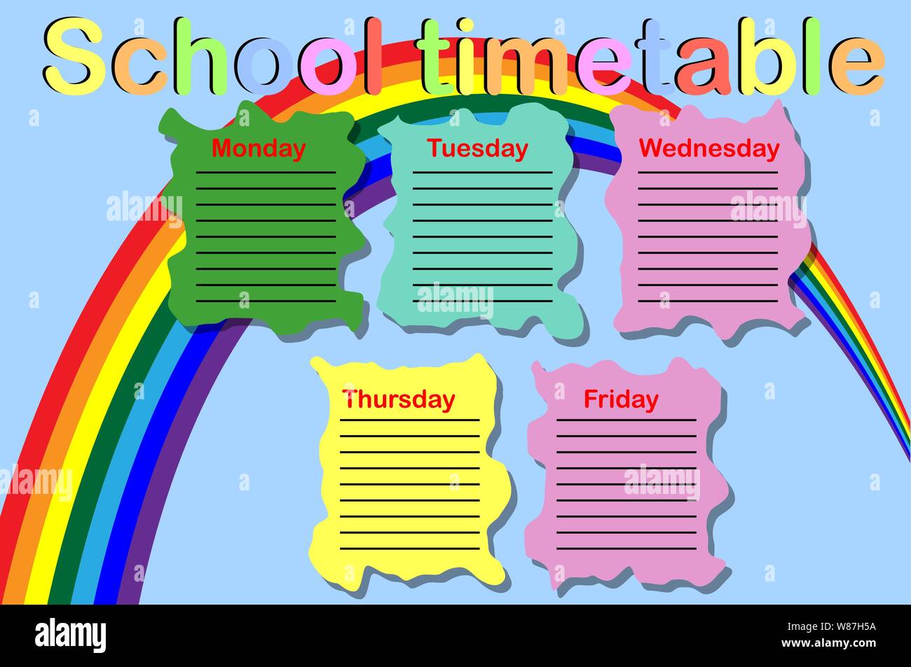 School timetable with a rainbow Stock Vector Image & Art - Alamy