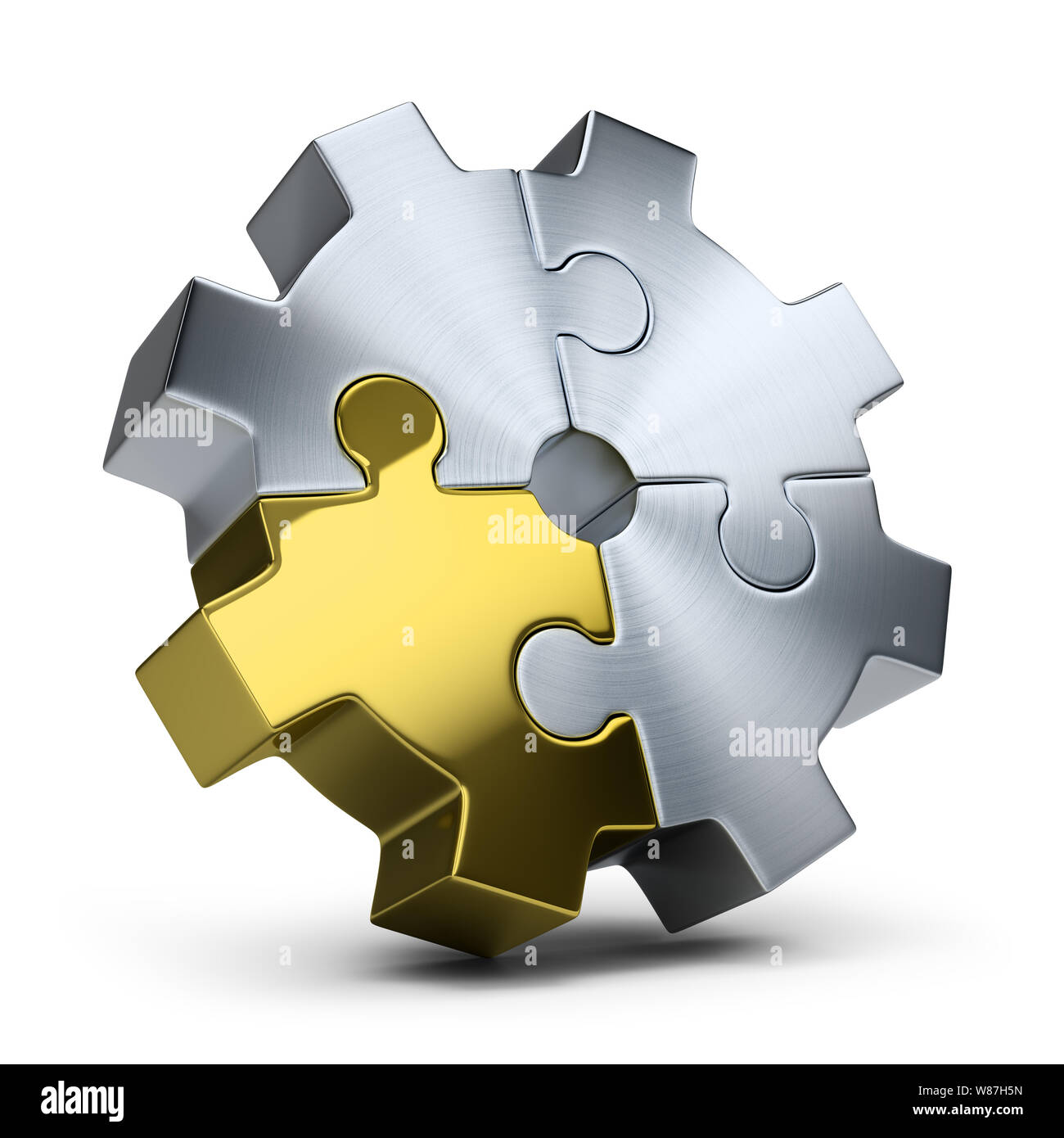 Gear of jigsaw puzzles. 3d image. Isolated white background Stock Photo ...
