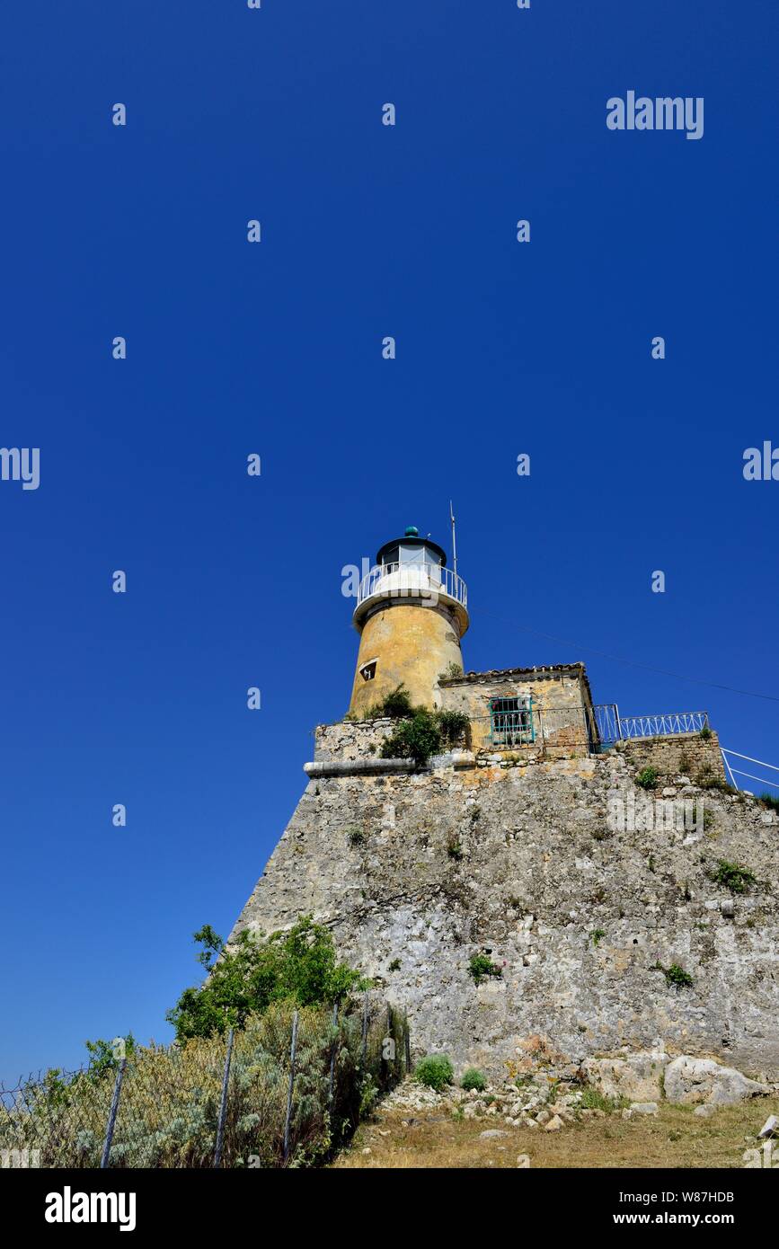 Lighthouse,Corfu old fortress,old fort,Kerkyra,Corfu,Greece Stock Photo ...