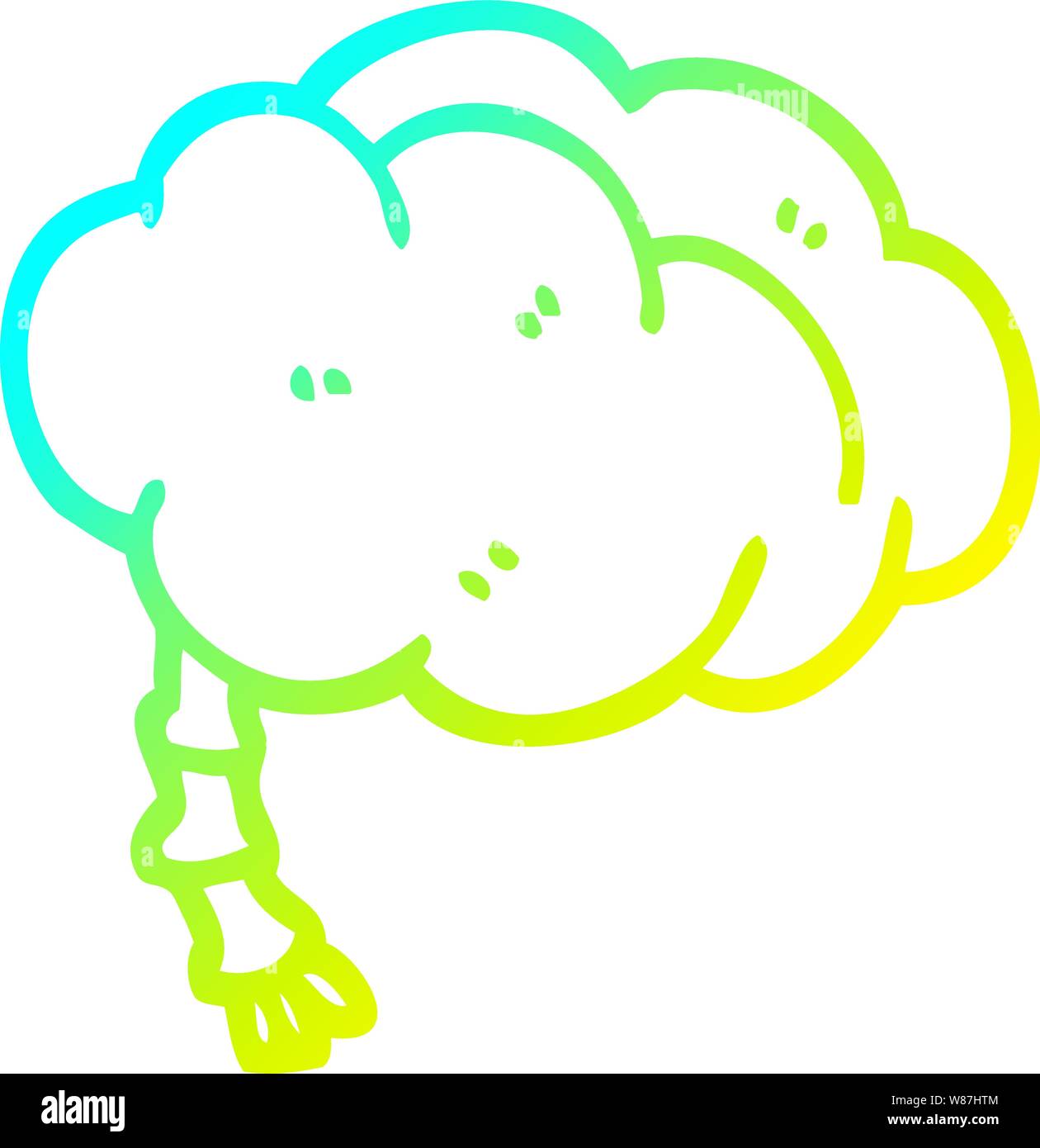 cold gradient line drawing of a cartoon brain Stock Vector Image & Art ...