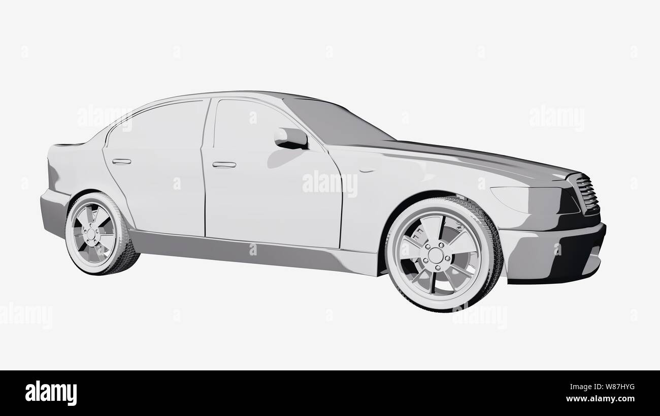Grey car comic book 3D illustration Stock Photo - Alamy