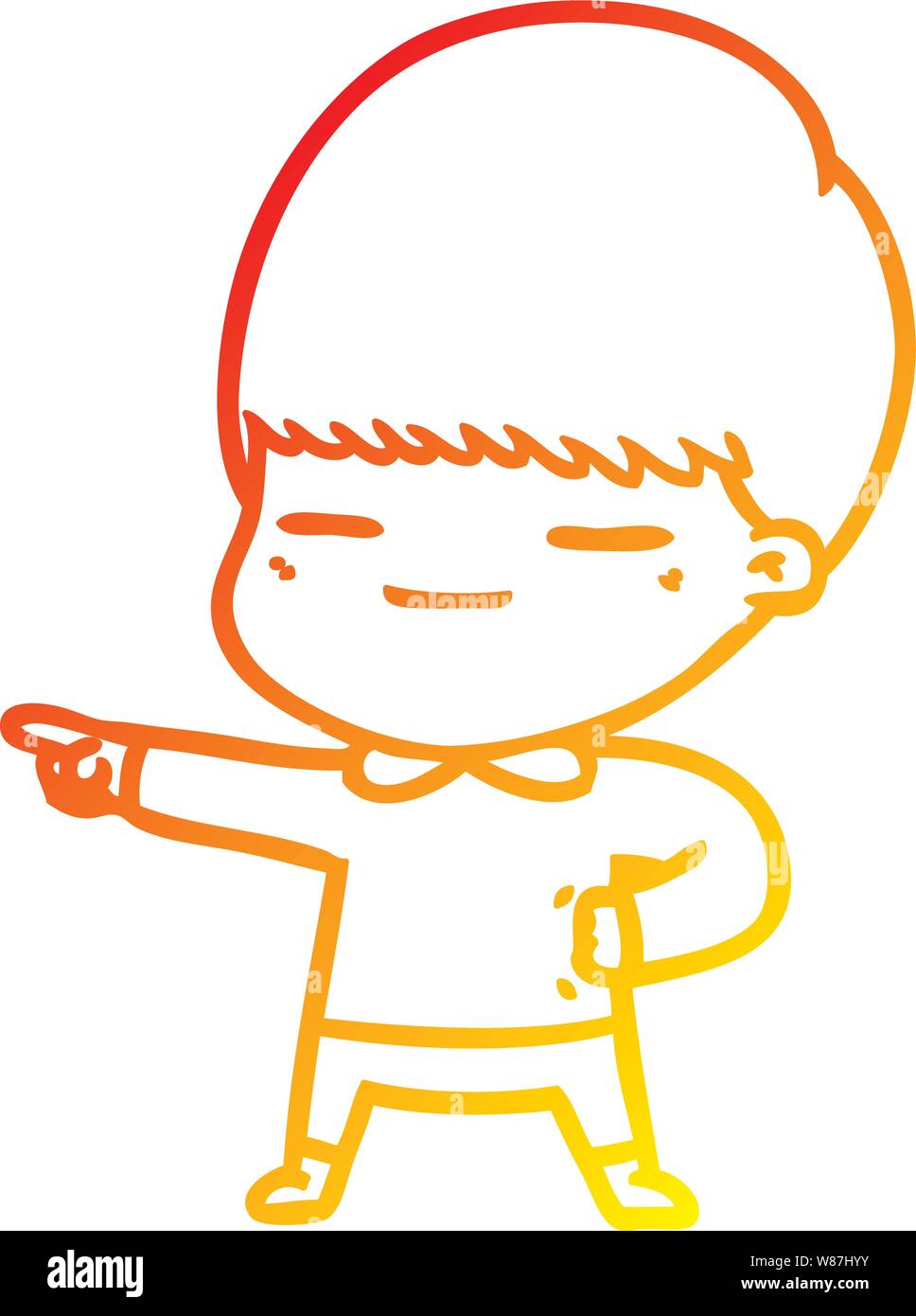 warm gradient line drawing of a cartoon smug boy Stock Vector Image ...