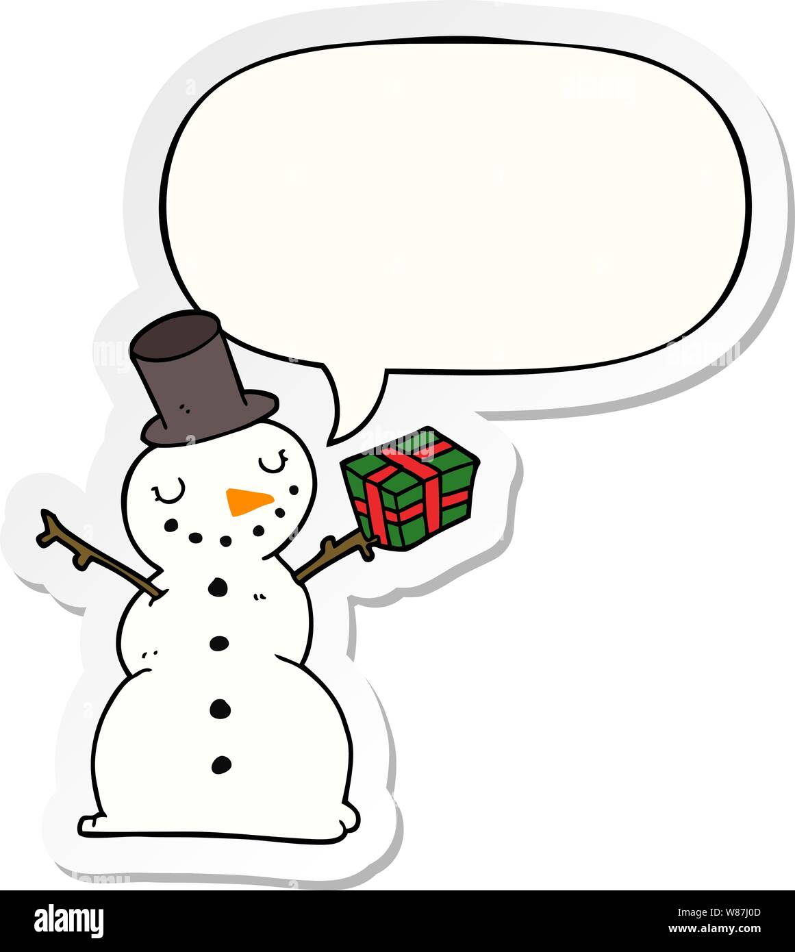 cartoon snowman with speech bubble sticker Stock Vector Image & Art - Alamy