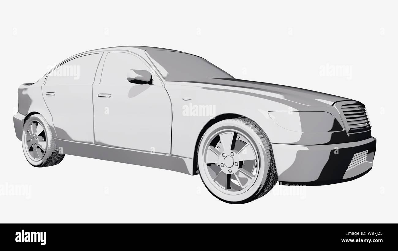 Grey car comic book 3D illustration Stock Photo - Alamy