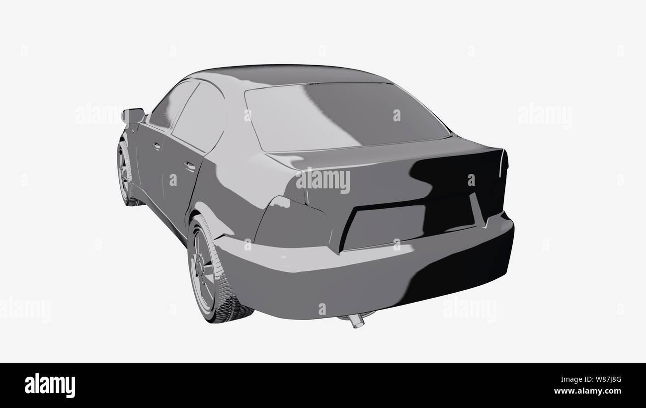 Grey car comic book 3D illustration Stock Photo - Alamy