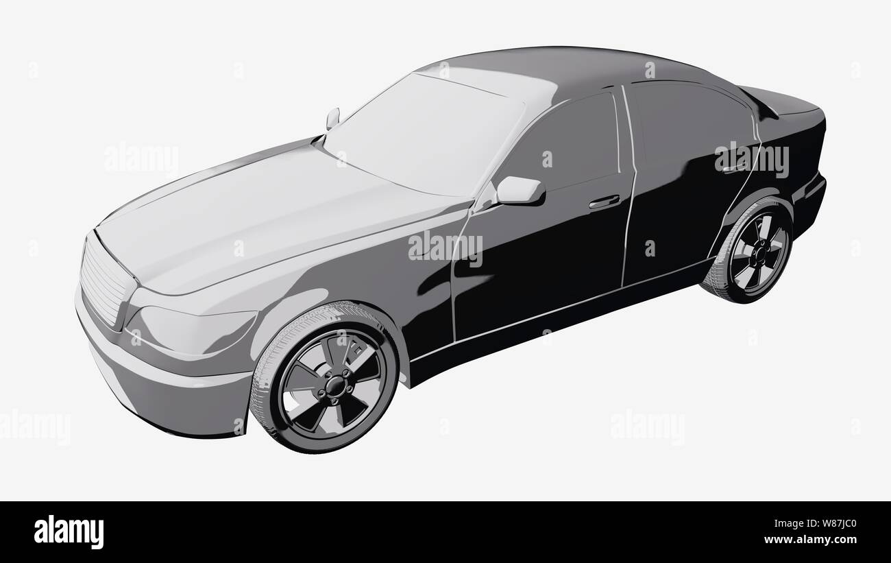 Grey car comic book 3D illustration Stock Photo - Alamy