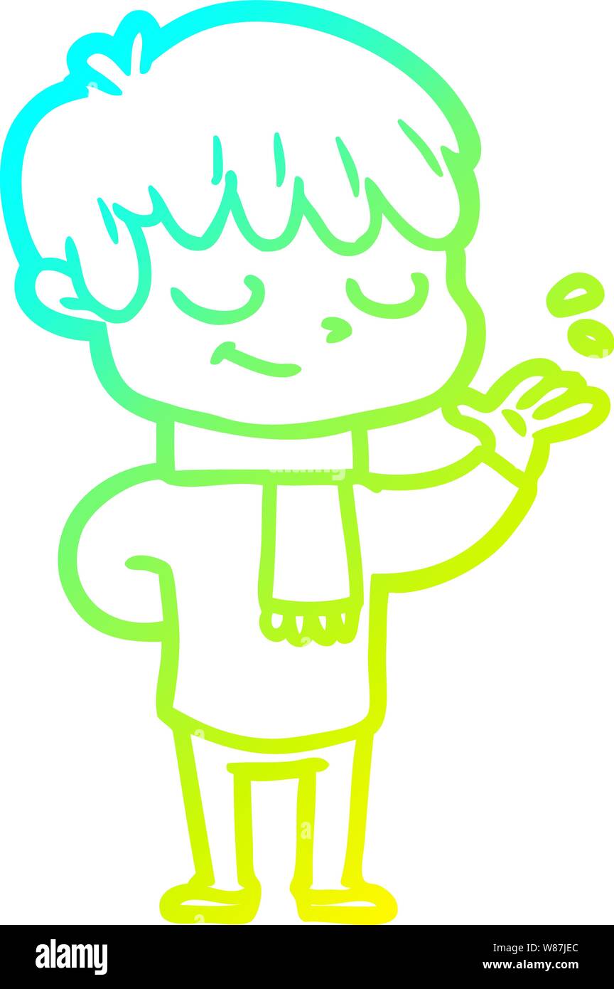 cold gradient line drawing of a cartoon happy boy Stock Vector Image ...