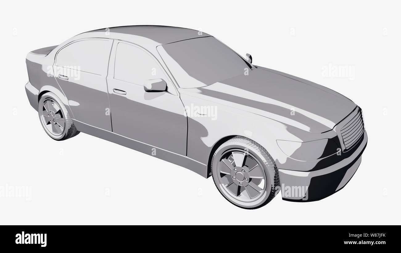 Grey car comic book 3D illustration Stock Photo - Alamy