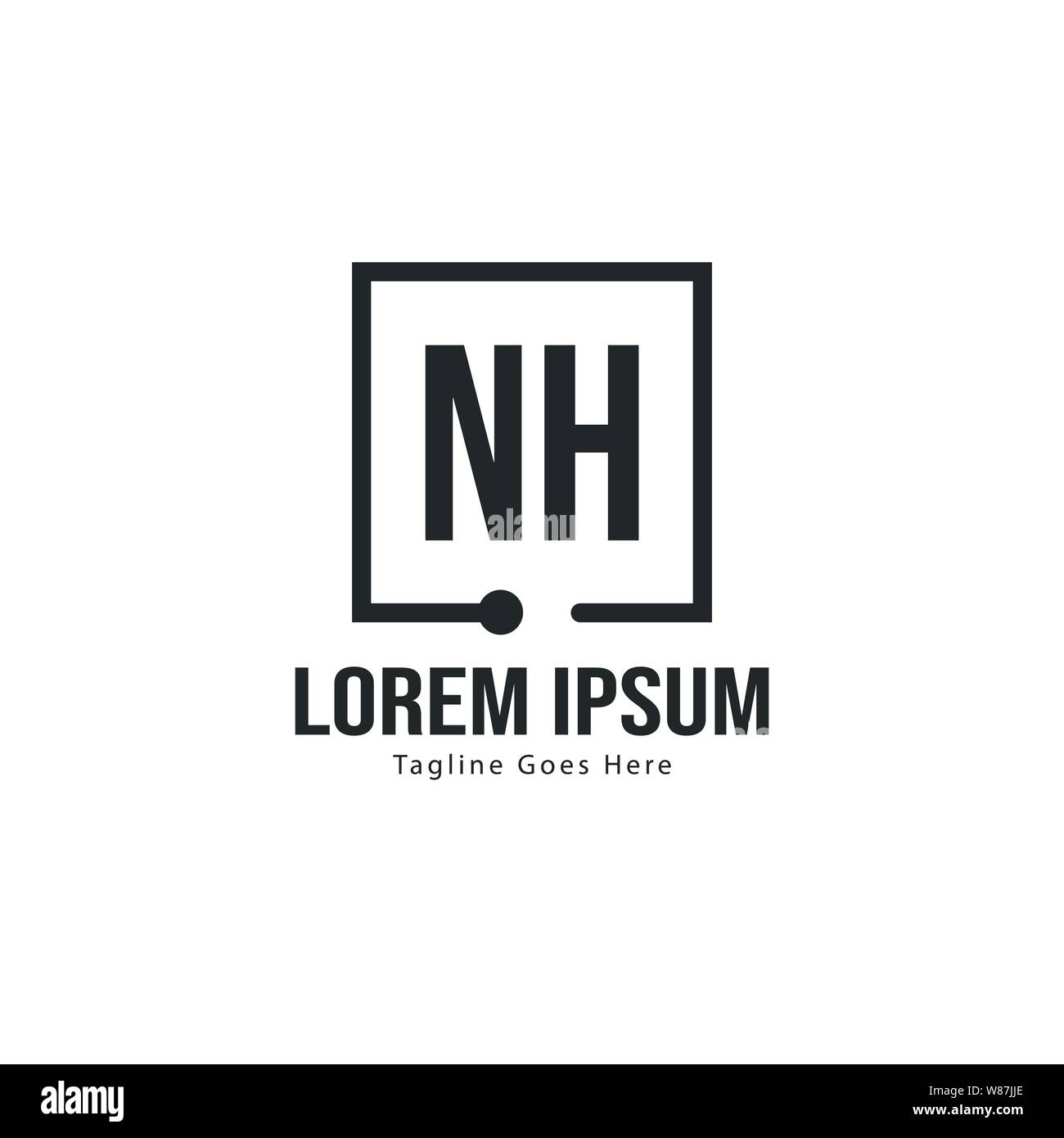 Initial NH logo template with modern frame. Minimalist NH letter logo ...