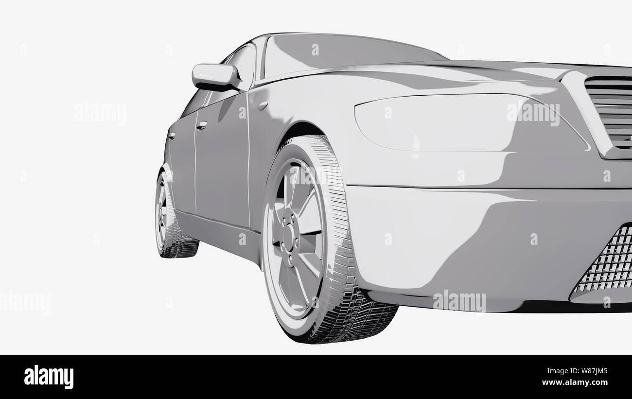 Grey car comic book 3D illustration Stock Photo - Alamy