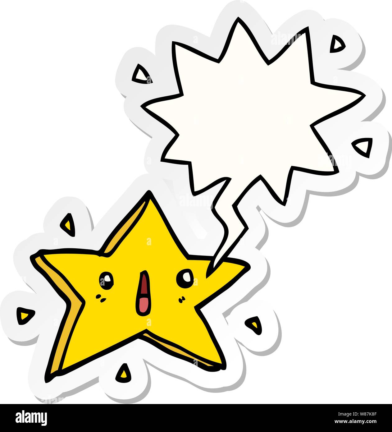 cute cartoon star with speech bubble sticker Stock Vector Image & Art ...