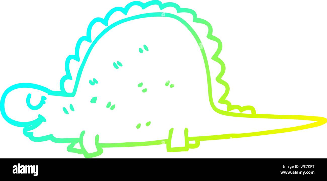 cold gradient line drawing of a cartoon prehistoric dinosaur Stock ...
