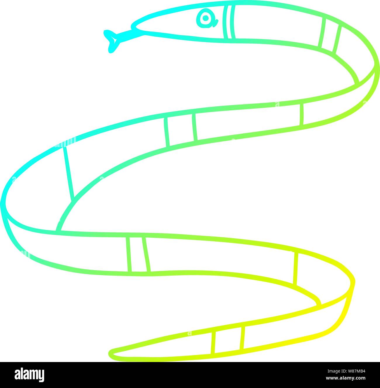 cold gradient line drawing of a cartoon sea snake Stock Vector Image ...