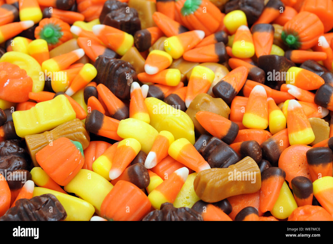 Different kinds of halloween candies Stock Photo - Alamy