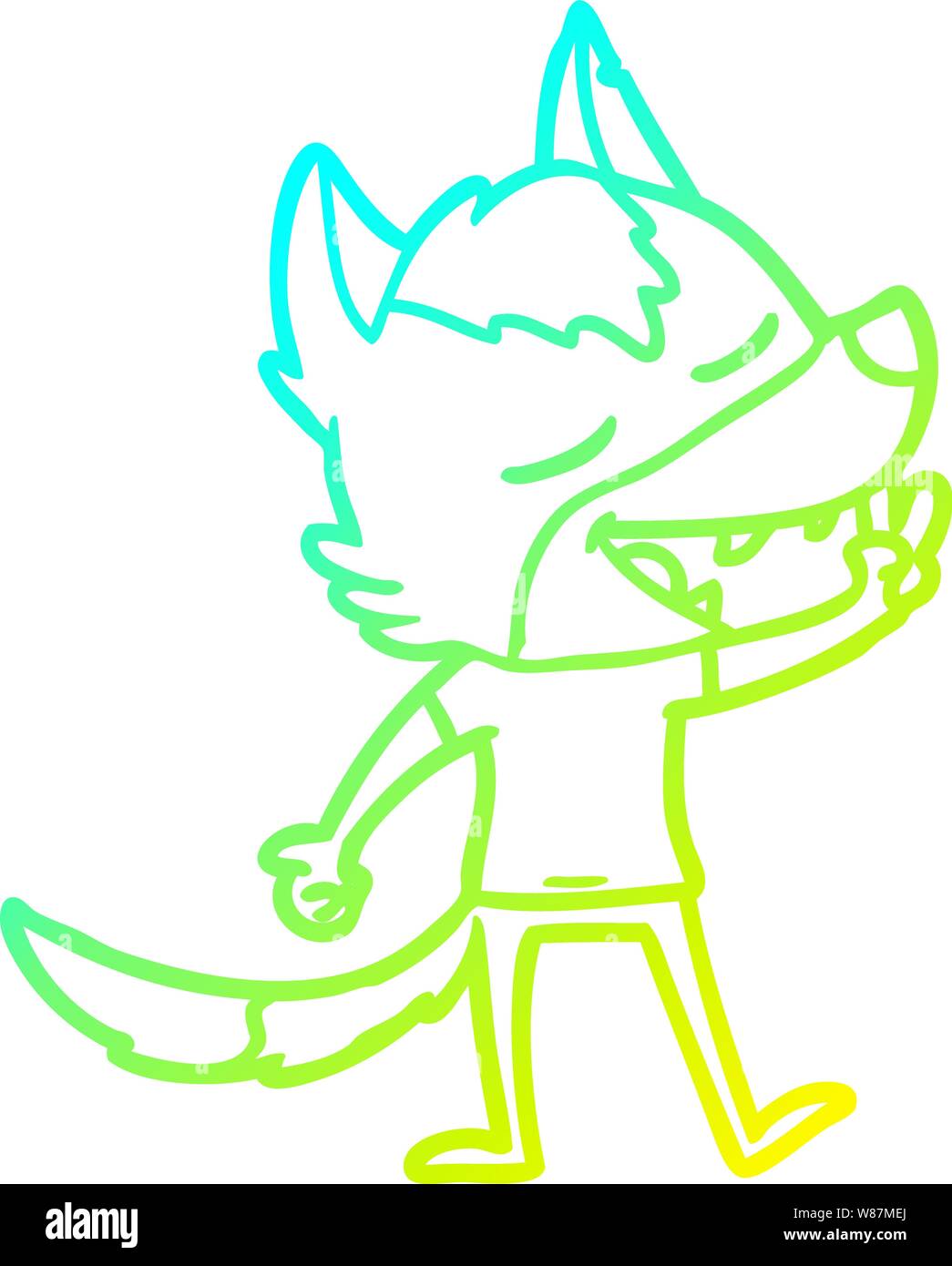 cold gradient line drawing of a cartoon wolf giving peace sign Stock Vector Image & Art - Alamy